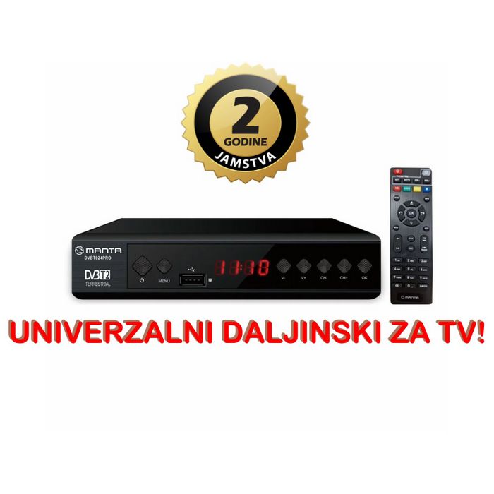 MANTA DVB-T2 prijemnik, H265, univerzalni daljinski i za TV, HDMI, SC DVBT024PRO | Cijena: 27,37 ...